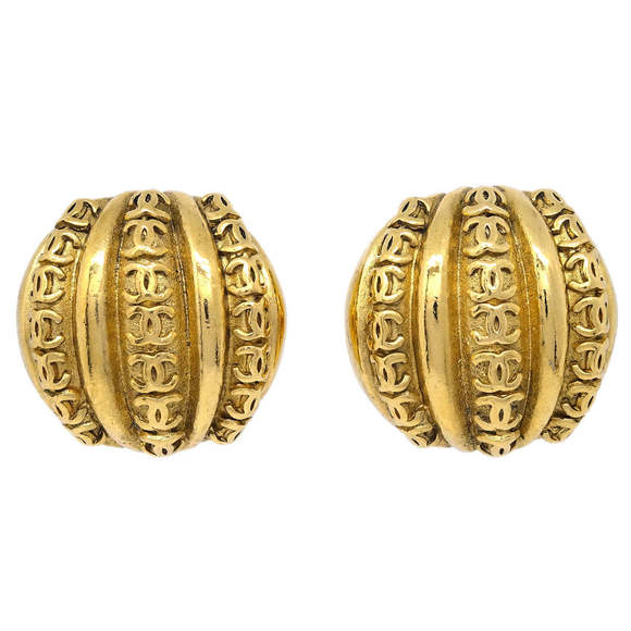 CHANEL | Jewelry | Chanel Gold Button Earrings Clipon 23 32751 | Poshmark